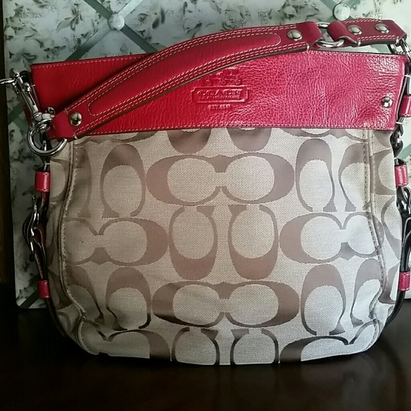 Coach | Bags | Coach Large Signature Bag Red Leather | Poshmark